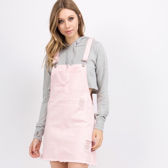 Dresses | Light Pink Denim Overall Dress | Poshmark